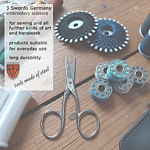 3 Swords Germany - Embroidery Scissors, Shears for Art Work, Daily Use in Household, Sewing, Art Work, Craft with black Synthetic Leather case
