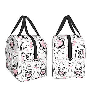 Senheol Cute Panda Eating Watermelon Print Lunch Box, Kawaii Small Insulation Lunch Bag, Reusable Food Bag Lunch Containers Bags for Women Men