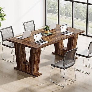 Tribesigns 63-Inch Wood Executive Desk, Large Office Computer Desk, Industrial Simply Style Study Writing Desk Business Workstation for Home Office