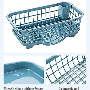 Plate Rack Draining Dish Rack Household Dish Storage Rack With Chopsticks Cage Household Detachable Dish Drain Rack Kitchen Pan Plate Holder (Color : Blue)