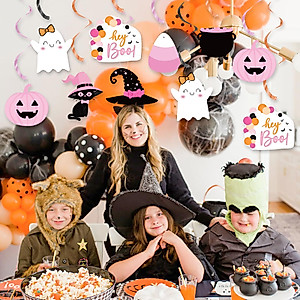 20Pcs Pink Halloween Party Hanging Swirl,Cute Ghost Witch Cauldron Pumpkin Sugar Boo Ceiling Hanging Streamer for Little Boo Happy Boo Day Baby Shower Gender Reveal Girl Halloween Birthday Party Decor