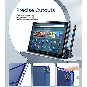 MoKo Case Fits Amazon Kindle Fire Max 11 Tablet (13th Gen, 2023 Release) 11" - Slim PU Leather Trifold Stand Cover for Kindle Fire 11 Tablet Colored Hard Back Shell with Auto Wake/Sleep, Navy Blue