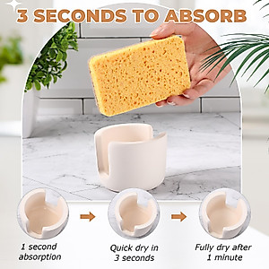 BOJDOPIE Diatomite Sponge Holder for Kitchen Sink, Water Absorbing Sink Stone Drying Caddy, Quick Dry Dish Sponge Organizer for Kitchen Bathroom (Beige)