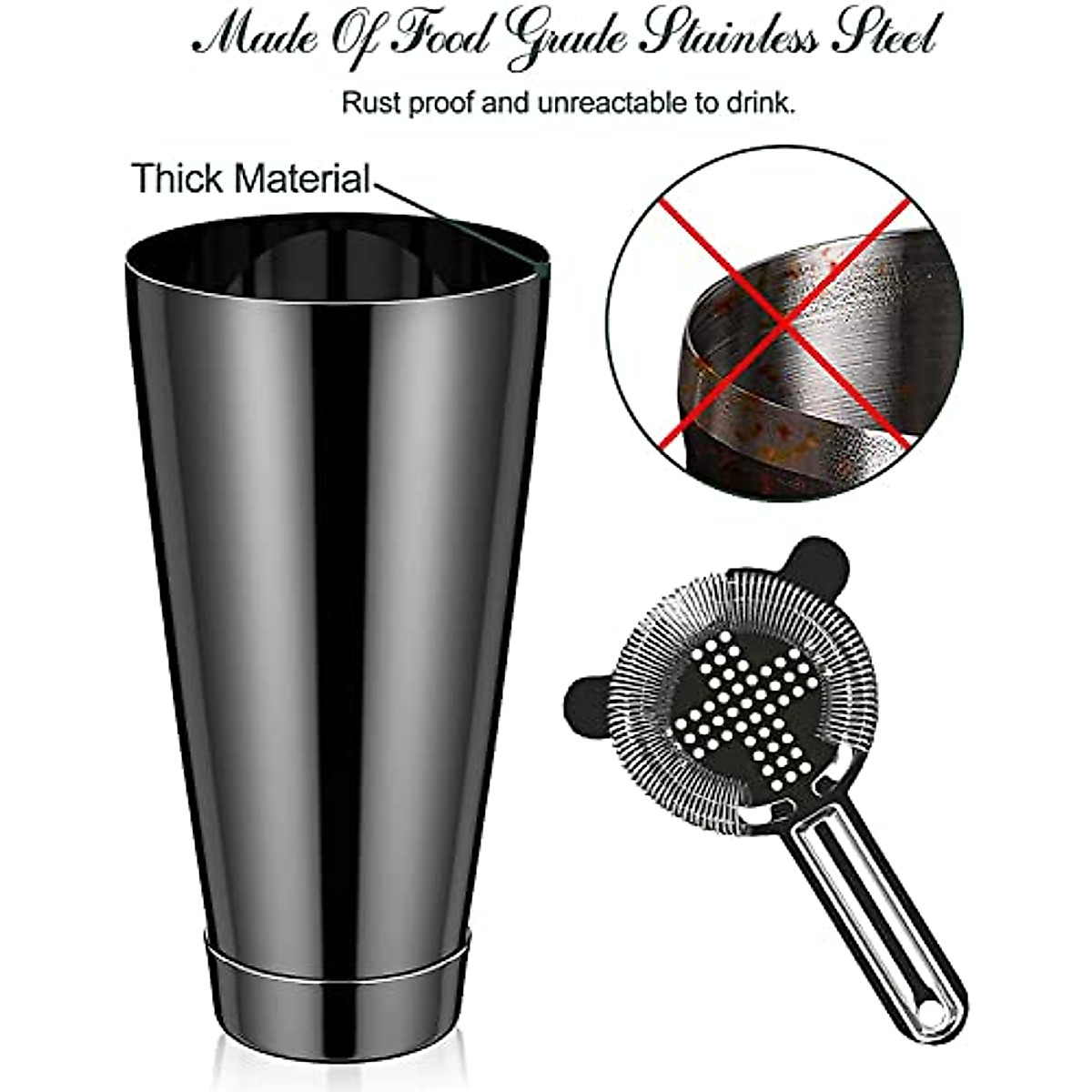 Cocktail Shaker - Koviti 12 Piece Bartender Kit - Stainless Steel Cocktail Shaker Set, Premium Bar Tools : Martini Shaker, Muddler, Jigger, Mixing Spoon, Strainers, Ice Tong, Liquor Pourers