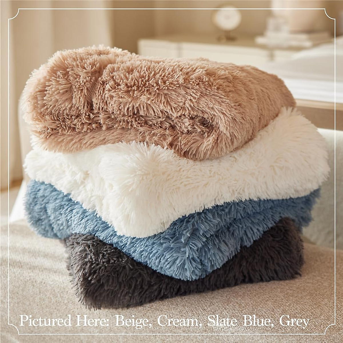 The Connecticut Home Co Bedding Blanket, King 108x90, Soft Plush Shag and Sherpa, Warm Throws for Bed, Gift for Women, Bedroom Luxury Home Decor Accent Blankets for Couch Sofa Chair, Dusty Rose