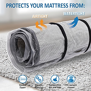 King/Cal-King Foam Mattress Vacuum Bag for Moving, Storage, Vacuum Seal Mattress Bag with Straps