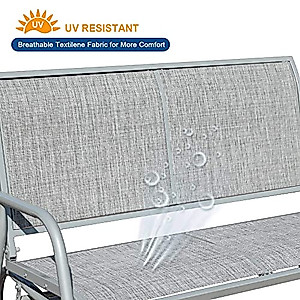 GOLDSUN 2 Person Deck Swing Glider Chair Patio Swing Bench Garden Rocking Seat for Outdoor Patio,Backyard,Deck Swimming Pool(Gray)