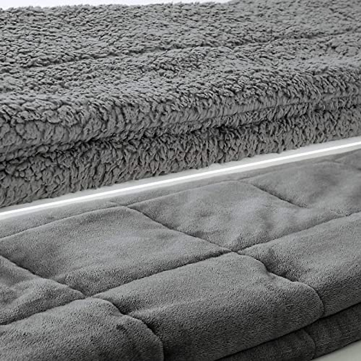 Zareas Adult Weighted Blanket Queen Size（20lbs 60"x80", Cozy Fleece Cooling Heavy Blanket with Premium Glass Beads, Grey