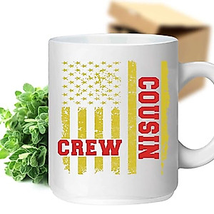 Cousin Crew Outdoor Camp Gift - Grey Multicolored Unisex Sweat for Kids & Men - 11 Oz White Ceramic Coffee Mug