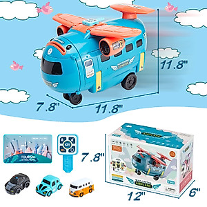 Itcaoseklu Airplane Toy, Kids Play Helicopter Toy with Sound & Light, Musical Airplane Toy for Toddler, Educational Helicopter Piggy Bank Toy Gift for 3 4 5 6+ Kids Boys Girls, Blue