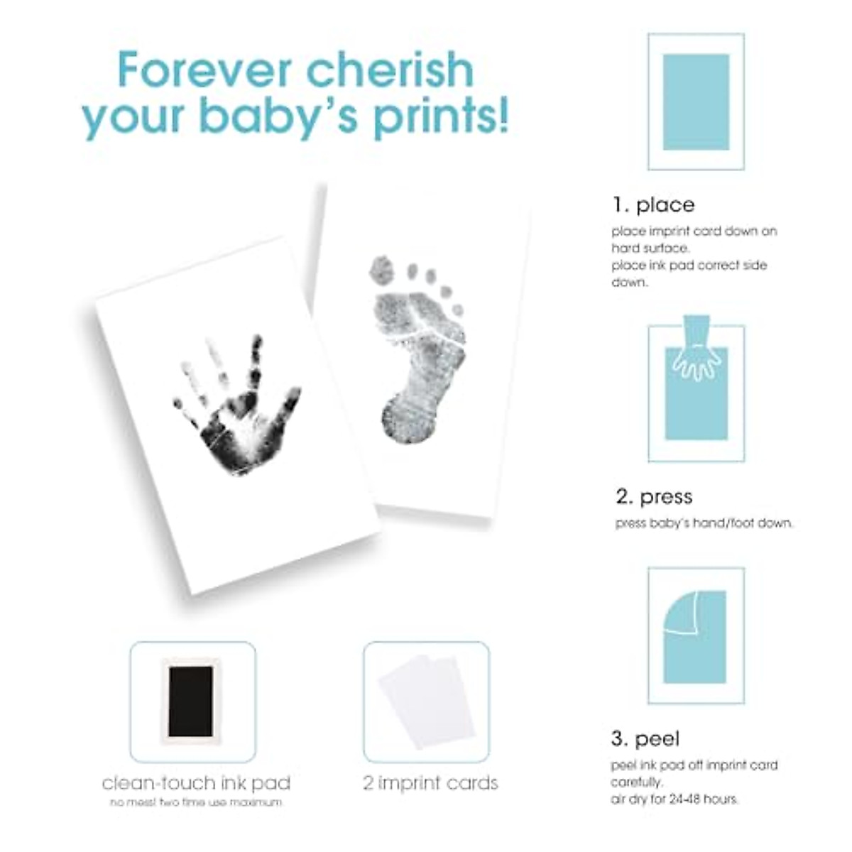 Pearhead Baby Memory Book, First 5 Years Baby Milestone Book, Pregnancy Journal, Newborn Baby Girl or Baby Boy Keepsake, With Clean-Touch Ink Pad For Baby's Handprint or Footprint, Gray Chevron