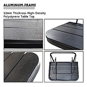 Balcony Table Hanging Deck Railing Table Outdoor Balcony Bar Table for Railings Aluminium Folding Adjustable for Patio Deck Garden Baluster Windows 23.6" x 15.7", All Weather Space Saving Black