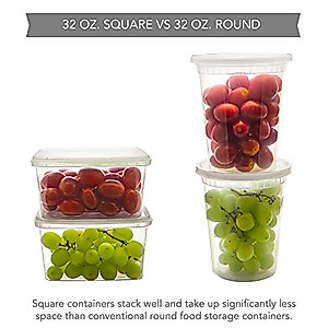 32-oz. Square Clear Deli Containers with Lids | Stackable, Tamper-Proof BPA-Free Food Storage Containers | Recyclable Space Saver Airtight Container for Kitchen Storage, Meal Prep, Take Out | 20 Pack