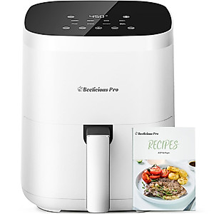 Air Fryer, Beelicious 8-in-1 Smart Compact 4QT Air Fryers, Shake Reminder,450°F Digital Airfryer with Flavor-Lock Tech,Tempered Glass Display,Dishwasher-Safe & Nonstick,Fit for 1-3 People,Bright White
