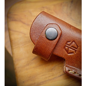 Premium knife sheath with belt clip – handmade knife holster made of genuine buffalo leather – knife leather pouch for hunting & kitchen – Tommy brown