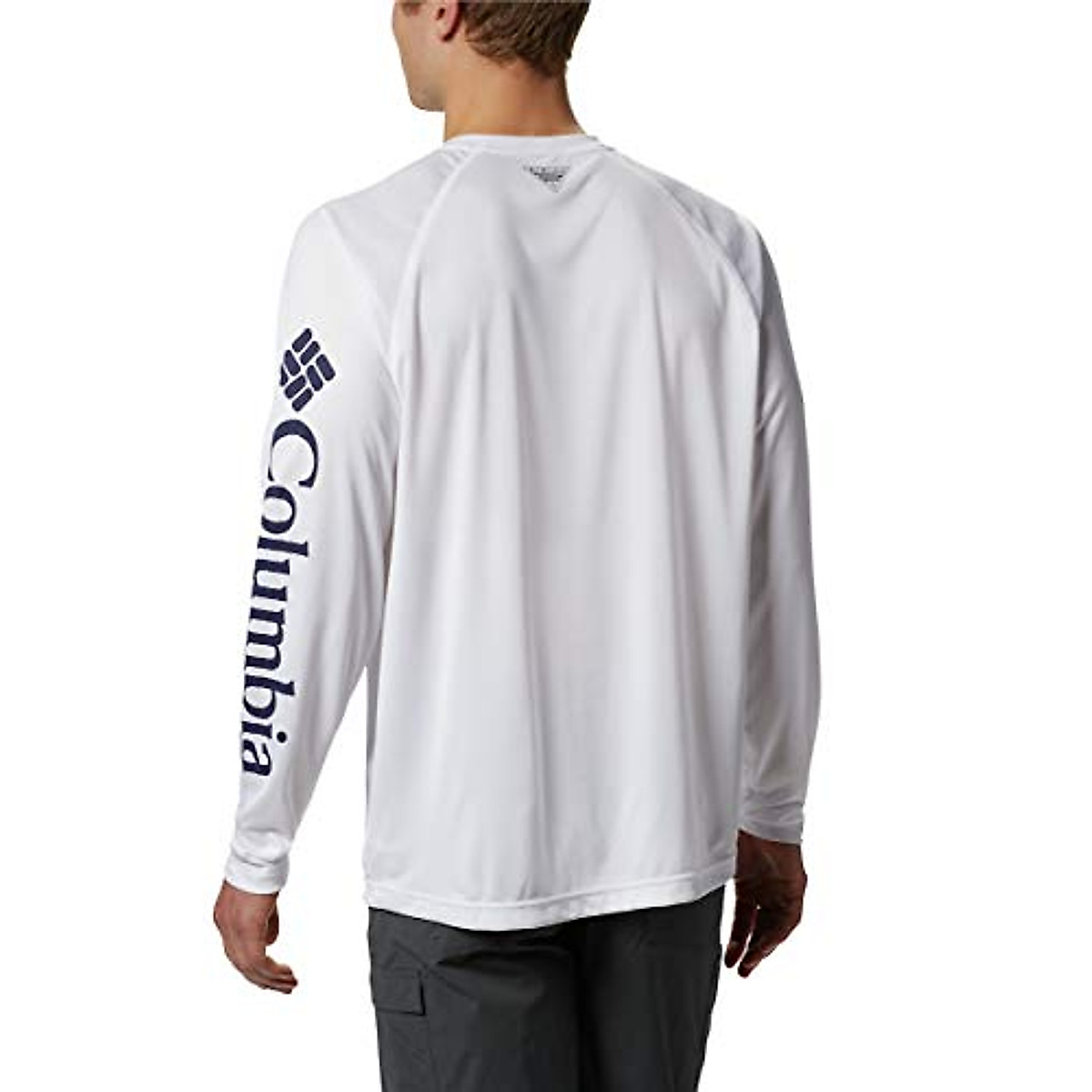 Columbia Men's Terminal Tackle Long Sleeve Fishing Shirt, White/Nightshade Logo, Medium