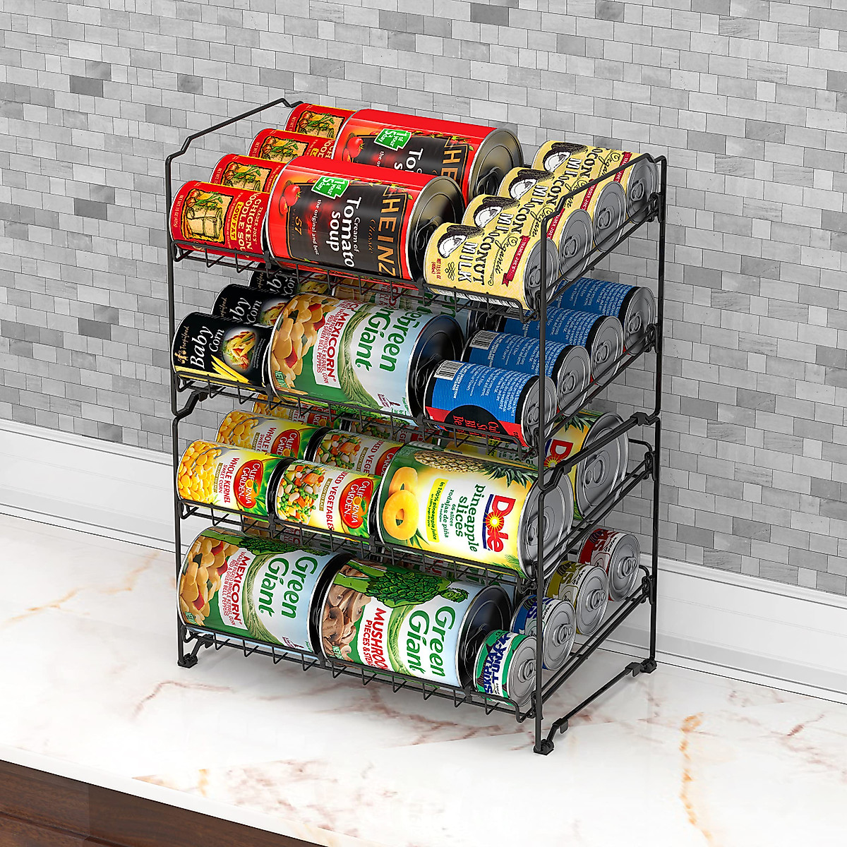 2 Pack SimpleHouseware 2 Tier Can Rack, Black