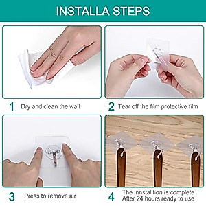 Hook 13ib (Max) Transparent Reusable No Trace Sticky Hook Magic Nano 513 Strong Sticky Hook, Waterproof, Rustproof 24 Pack