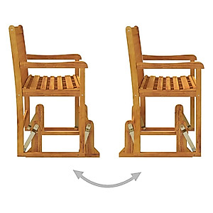 Makastle Patio Swing Bench Porch Loveseat Chair for Outdoor, 2-Person Wooden Garden Rocking Seating for Outside, 43.3" Solid Acacia Wood