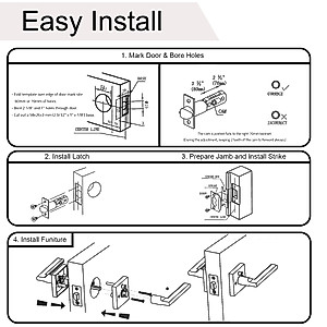 Linkaa Privacy Door Lever Gold Stain Brass Square Shape Door Handles Lever with Lock, Keyless Door Lock, Privacy Function Exterior/Interior Door Handles. (1, Privacy (Keyless Lock))