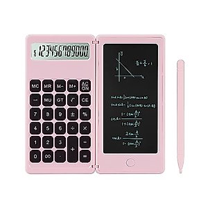 IPepul Calculator，Pink Kawaii calculators Desktop with Writing Screen, Large Display, and Quiet Design - Ideal for Students and Office Workers (Pink)