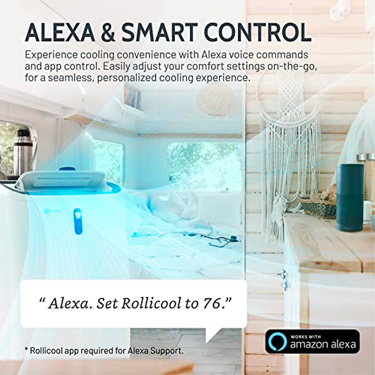 ROLLICOOL 14,000 BTU 4-in-1 Portable Air Conditioner - Cools up to 700 sq ft - Alexa-Ready App, Dehumidifier & Fan, 24 Hour Timer w/Sleep, Dual-Band Wi-Fi