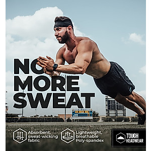 Tough Headwear Mens Sweat Bands - Head Bands Working Out Men Sports Headband Men Performance Headband Men - Athletic Headbands Men Cycling Sweat Band, Football Headbands - Sweat Bands, Black