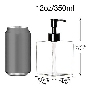 Youngever 5 Pack Clear Plastic Square Pump Bottles, Refillable Plastic Pump Bottles for Dispensing Lotions, Shampoos (12 Ounce)