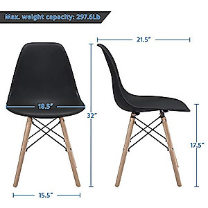 Yaheetech Dining Chairs Modern Side Diner Chairs Shell Eiffel DSW Chairs with Beech Wood Legs and Metal Wires for Dining Room Living Room Bedroom Kitchen Lounge Reception, Set of 4, Black