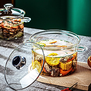 Hgjgwqh Glass Saucepan for Cooking High Borosilicate Stovetop Cooking Pot with Lid and Handle, Heat Resistant Glass Cooking Pot for Pasta Noodle Soup Milk Food, Refrigerator and Microwave Safe,4.5L