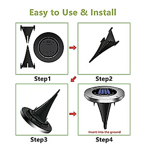 BLUEGUAN 14 Pack Solar Ground Lights, 8 LED Light Beads, Waterproof and Bright for Outdoor Gardens, Landscape Lamps for passages, courtyards, Decks, lawns, patios and walkways (Warm)