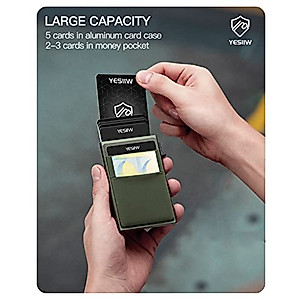 YESIIW Slim Card Holder Wallet - Minimalist Pop up Wallet for Men RFID Blocking with Money Pocket | Metal Wallet Card Case Green
