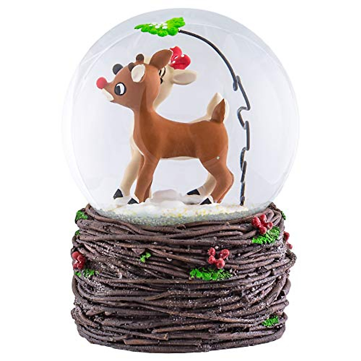 Rudolph and Clarice Holiday Forest 6 x 4 Resin Holiday Snow Globe Dome