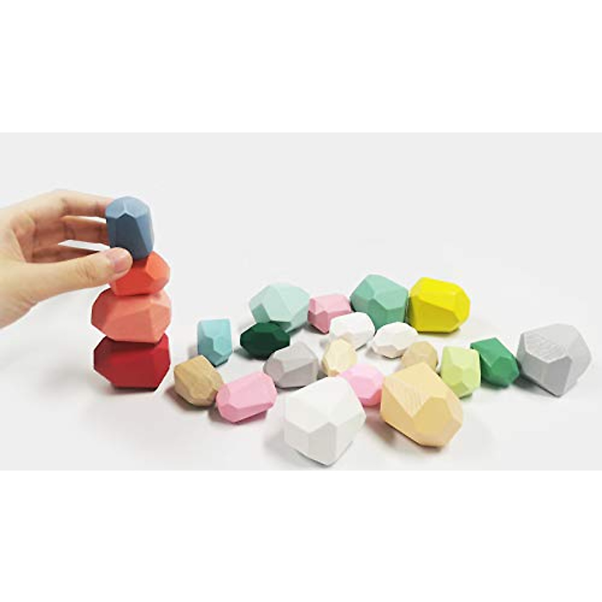 16PCs Wooden Balancing Stacking Stones Rocks,, Balancing Wooden Stacking Blocks Toys, Preschool Toys Wooden Stacking Toys, Wood Stacking Game Building Block Toys Enhances Motor Skills