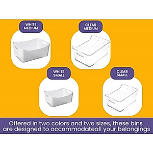 YBM HOME Storage Bins - Open Plastic Organizers and Storage Basket for Kitchen Pantry Organization, Under Sink Bathroom Storage, Toy Baskets, Food Storage Box Containers (Small - Clear 2 Packs)