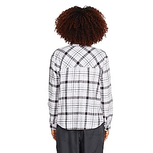 Volcom Women's Plaid to Meet U Long Sleeve Flannel Shirt, Lavender, X-Small