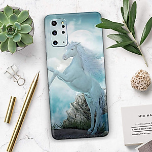 DesignSkinz Majestic White Stallion Unicorn Protective Vinyl Decal Wrap Skin Cover Compatible with The Samsung Galaxy S20 (Screen Trim & Back Glass Skin)