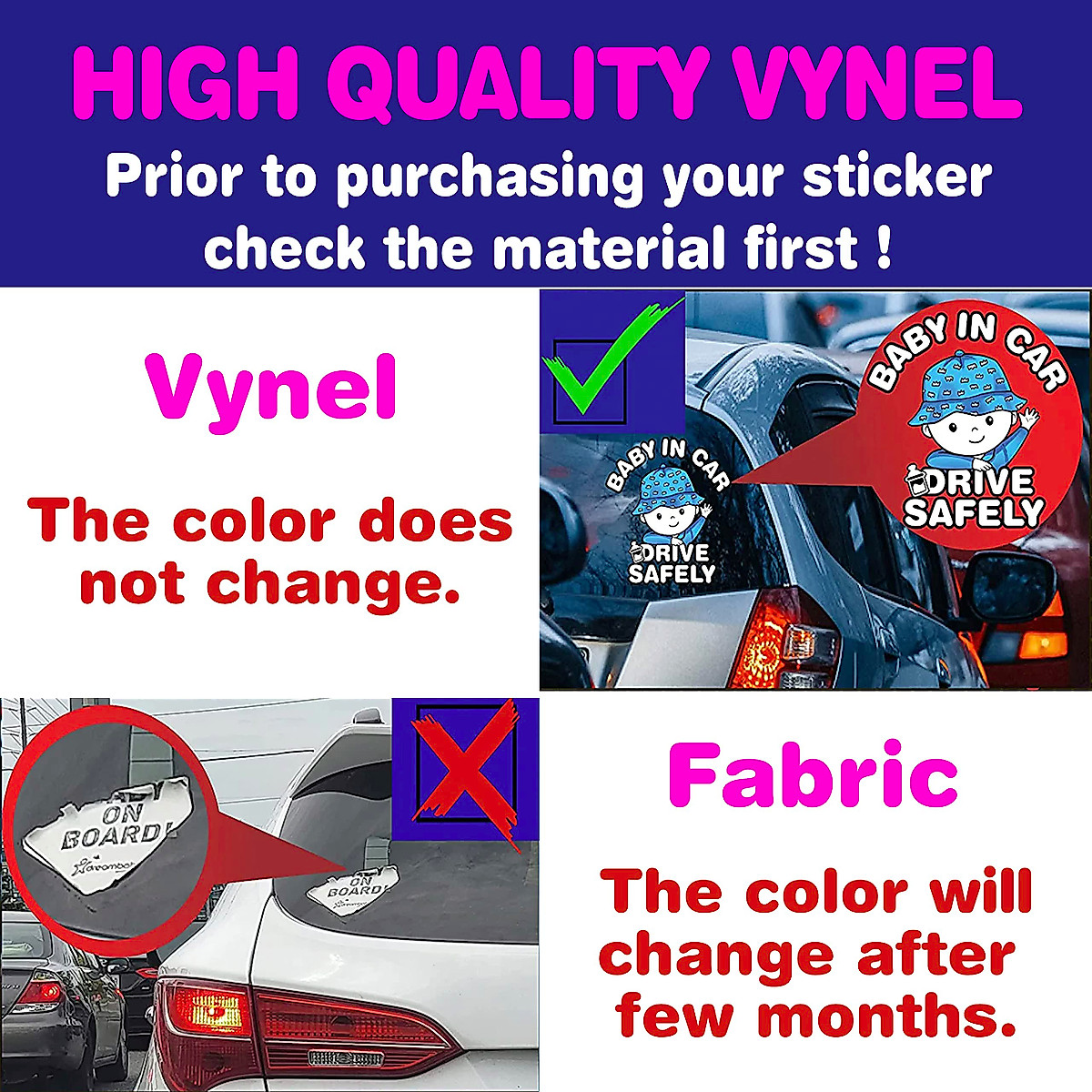 6 Pieces (2 Stickers Plus 4 Reflective Warning Open Door Sign), High Visibility, Baby in Car Sticker and Warning Open Door Sign, Baby on Board Sticker, Drive Safely Sticker