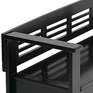 SIMPLIHOME Adams SOLID WOOD 48 Inch Wide Contemporary Entryway Storage Bench with Safety Hinge, Multifunctional Rustic in Black, For the Living Room, Entryway and Family Room