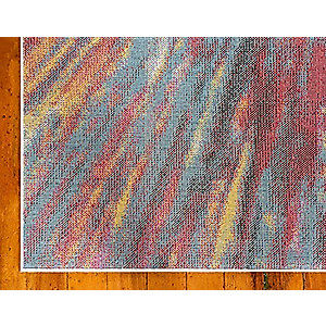Unique Loom Lyon Collection Modern Abstract Tie-Dye Fireworks Area Rug, 5 x 8 Feet, Multi/Blue