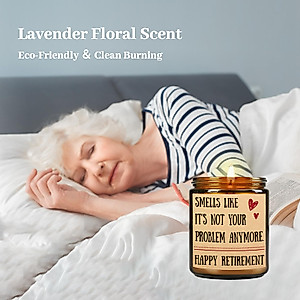 SUEHHYY Retirement Gifts for Women Woman Men 2024, Natural Soy Wax Lavender Scented Handmade Candle (7oz), Funny Happy Retirement Gifts for Teacher Nurse Coworker Boss Employee Friends