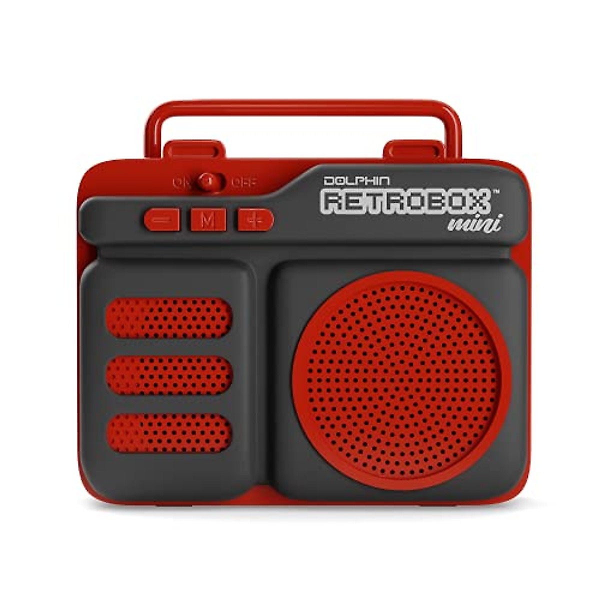 Dolphin Retrobox Mini RTX-10 - Bluetooth Speakers with FM Radio, USB Drive, Micro SD Card MP3 Player, 3.5mm Aux Jack - Rechargeable Music Device, Up to 12 Hours Play Time, 2" Full Range Woofer - Red