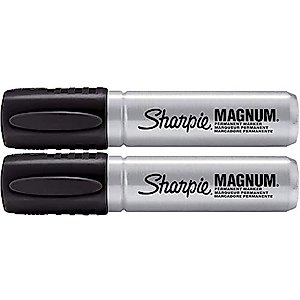 Sharpie 44001 Oversized Chisel Tip Extra Wide Magnum Permanent Marker (2 Pack), Black, Sturdy Extra-wide Felt Chisel Tip, Quick-drying Ink is Fade-and Water-Resistant