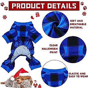 3 Pieces Christmas Dog Pajamas Red Buffalo Plaid Jumpsuit Puppy Bodysuit Pet Pajamas Buffalo Check Cute Apparel Pajamas for Small Medium Dog Cat Chihuahua Puppy Christmas Costume(L (fit 7.7-9.9lbs))