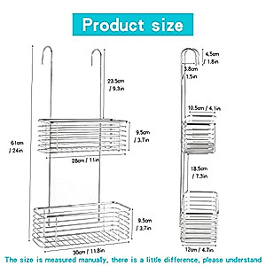 YQh Stainless steel double-layer shower rack, shower room hanging bathroom organizer, storage rack installed on the hanging bar or door, can store shampoo, hair conditioner, shower gel