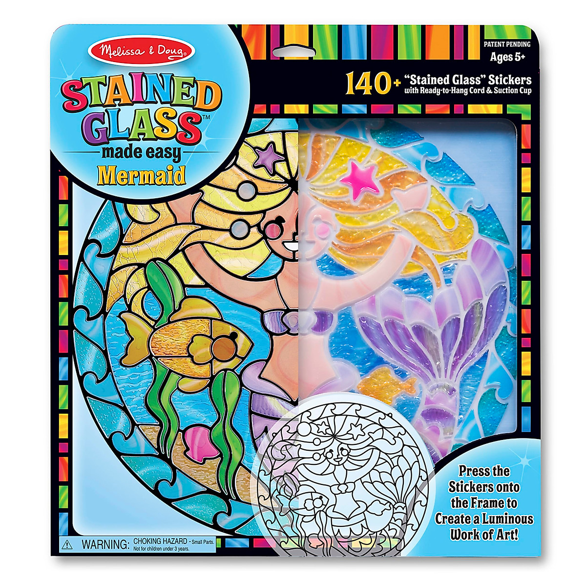 Melissa & Doug Stained Glass Made Easy Activity Kit: Mermaids - 140+ Stickers