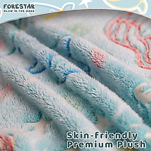 FORESTAR Glow in The Dark Blanket for Girls Boys, Halloween Christmas Birthday Gifts for Kids, Soft Warm Furry Throw Blanket, 50"×60"