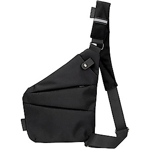 2023 New Personal Flex Bag, Fashion Anti-Thief Slim Sling Bag for Men, Travel Sling Bag Light Thin Chest Shoulder Bag, (Black, Right)