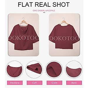 Dokotoo Spring Summer Short Sleeve Wrap Draped Front Tops for Women Work Casual Sexy V Neck Ladies Chiffon Shirts for Women Trendy 2025 Cute Floral Print Blouses for Women Business Casaul,Red,Small