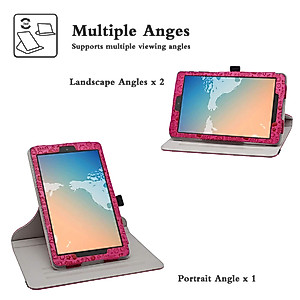 Bige for Alcatel Joy Tab 2 Case, 360 Rotary Stand with Cute Rose Red Pattern Cover for 8" Tablet